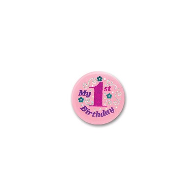 Beistle 2" My 1st Birthday Satin Button Pink 6/pack Bn051p : Target