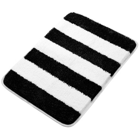 Piccocasa Microfiber Striped Bathroom Rugs Shaggy Soft Thick Water ...