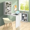 Costway Wall Mounted Computer Convertible Desk Floating Desk W/ Storage ...