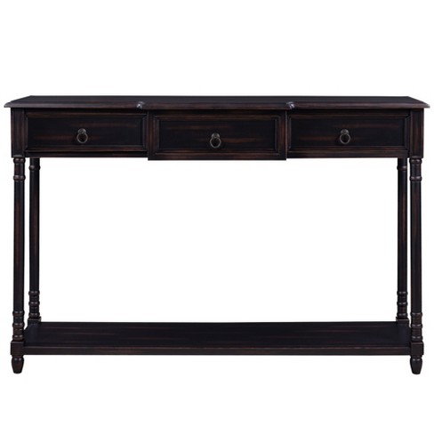 Console Table With Storage Drawers And Long Shelf Espresso-modernluxe ...