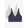 Smart & Sexy Women's Comfort Cotton Plunge Bralette 2 Pack Navy ...