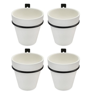 Esterno Wall Mounted Black Planter Rings W/ Pots, 8pc Set; Black Rings ...