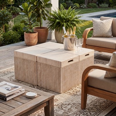 Christopher Knight Home Calista Modern Lightweight Concrete Patio Side ...