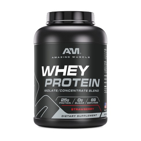 Amazing Muscle Whey Protein Isolate & Concentrate Strawberry Flavor ...