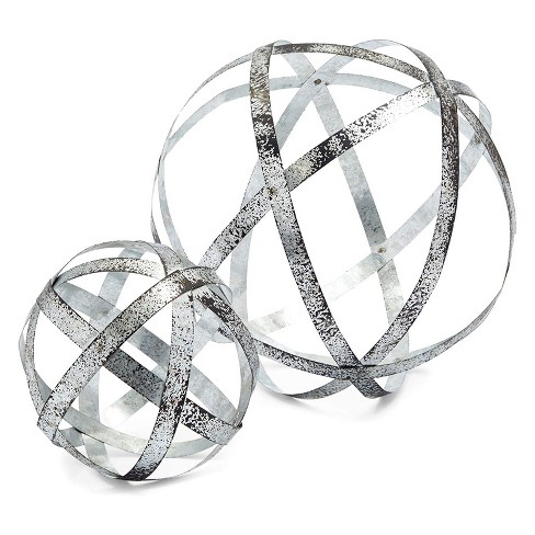 Farmlyn Creek 2 Pack Silver Metal Spheres For Tabletop, Modern Home ...