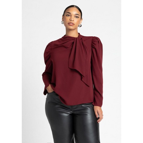 Eloquii Women's Plus Size Drape Front Blouse - 14, Zinfandel : Target