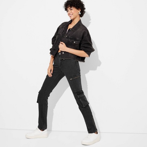 Women's Mid-rise Cigarette Jeans - Wild Fable™ Black Wash 10 : Target