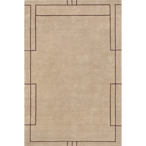 Arvin Olano X Rugsusa - Nile Bordered Wool-blend Area Rug, 5' X 8', Tan ...