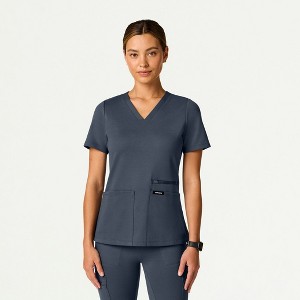 JAANUU Kass Slim 4-Pocket UltraSOFT™ Scrub Top - Carbon Gray : Target