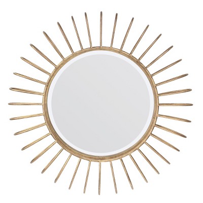 23" Metal Sunburst Wall Mirror Gold - Stonebriar Collection: Antique ...