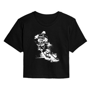 Women's Instant Message Bring The Game Cropped Graphic T-Shirt - Black ...