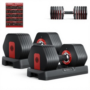 Mikolo Hex Adjustable Dumbbells Set of 2, 26.5 LB Pair, 6-in-1 Space ...