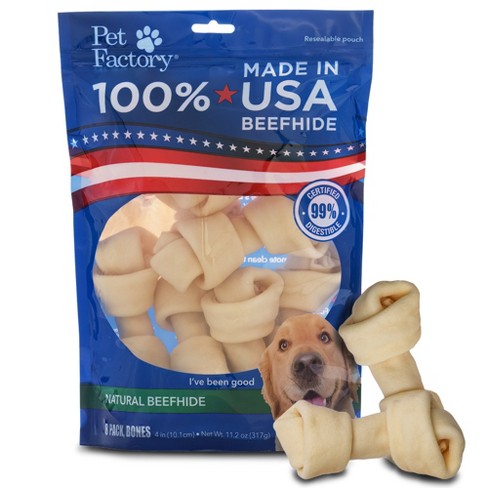 Pet Factory Made In Usa Beefhide Bones Natural Flavor - 4-5", 8 Count ...