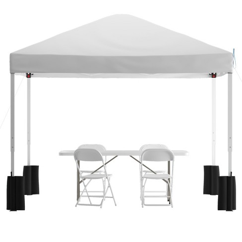 Flash Furniture 10'x10' White Pop Up Canopy Tent With Wheeled Case And ...