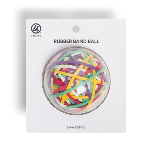 U Brands 5.6oz Rubber Band Ball Assorted Colors: Multicolored Office ...