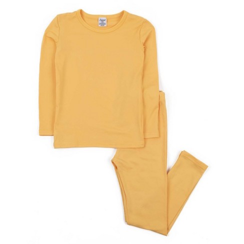 Leveret Kids Two Piece Thermal Pajamas Solid Yellow 5 Year : Target
