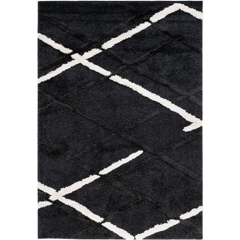 Hi-lo Shag Hls206 Power Loomed Area Rug - Charcoal/ivory - 8'x10 ...
