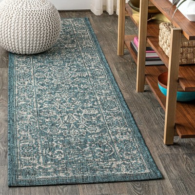 2'x8' Tela Bohemian Textured Weave Floral Indoor/outdoor Runner Rug ...