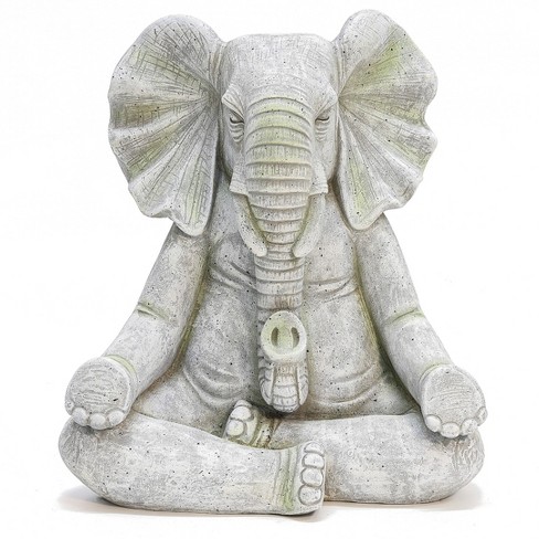 Luxenhome 16.93" Luxenhome Gray Mgo Meditating Elephant Statue : Target