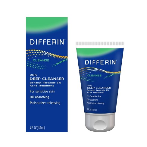Differin Daily Deep Cleanser Acne Face Wash With Benzoyl Peroxide - 4 ...
