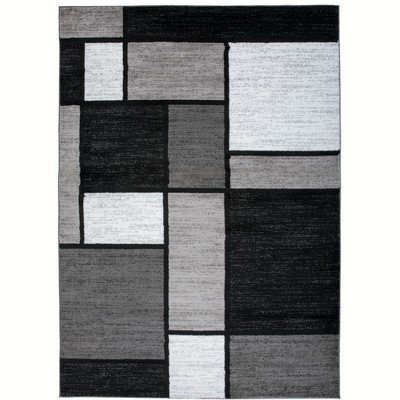 World Rug Gallery Contemporary Modern Boxed Color Block Gray 5'3"x7'3 ...