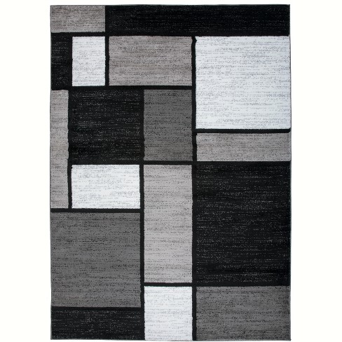 World Rug Gallery Contemporary Modern Boxed Color Block Gray 5'3"x7'3 ...