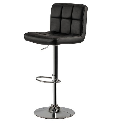 HomeStock 39.5 in.H Black Finish Low Back Metal Frame Barstool Leather ...