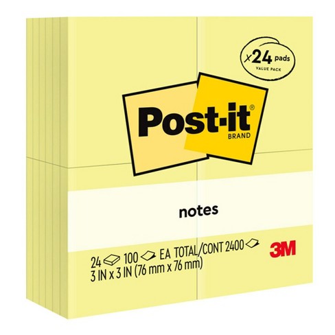 Post-it Notes Value Pack, 3" X 3", Canary Yellow, 24 Pads : Target