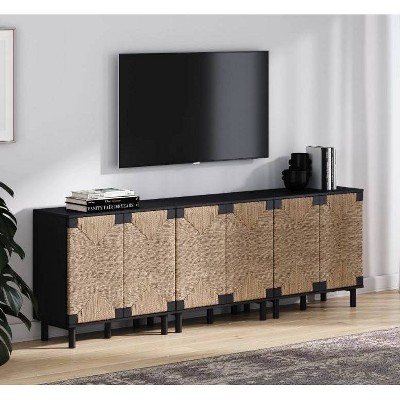 Nathan James Set Of 2 Kova Rattan Console Table With Doors Black : Target