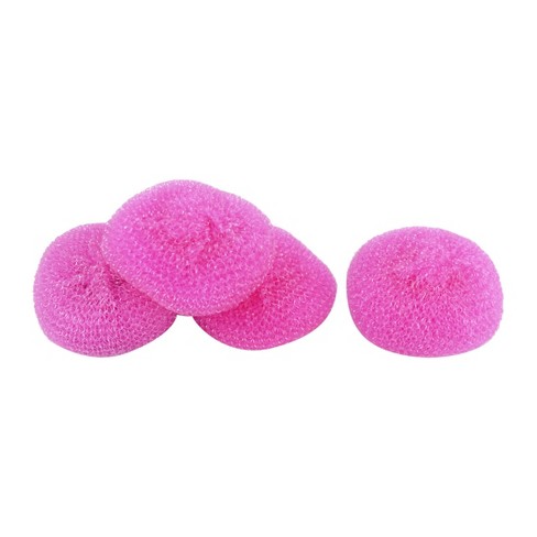 Unique Bargains Plastic Scrubber Mesh Kitchen Scouring Pads Purple 4 ...