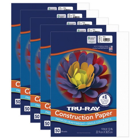 Tru-ray Construction Paper, White, 9" X 12", 50 Sheets Per Pack, 5 ...