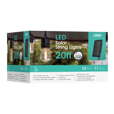 Feit Electric Led Solar String Light Set Clear 20 Ft. 11 Lights : Target