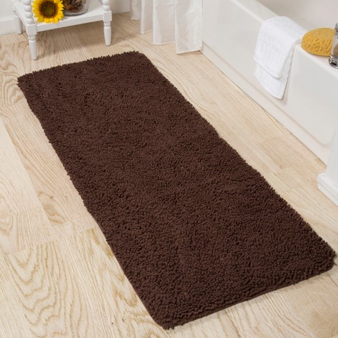 Hastings Home Memory Foam Shag Bathroom Rug/mat, 24" X 58" - Chocolate ...