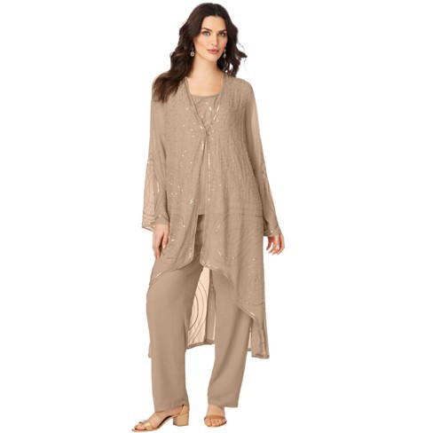 Roaman's Women's Plus Size Three-piece Beaded Pant Suit - 40 W ...