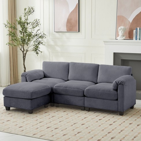 Hyleory 78" Corduroy Modular Sectional Sofa, U Shaped Couch,3 Seater ...
