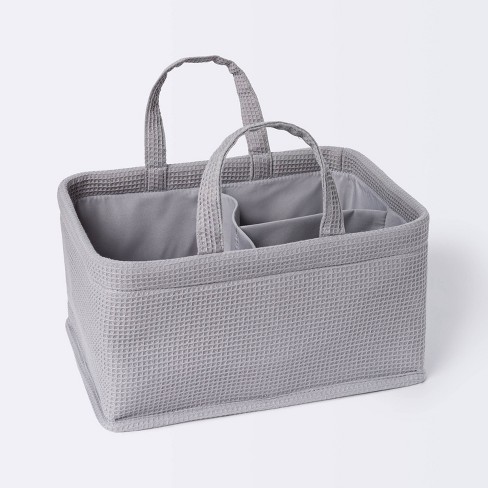 Waffle Weave Rectangular Diaper Caddy With Handles - Cloud Island™ Gray ...