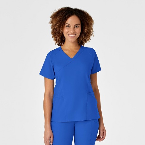 Wink W123 Women's Mock Wrap Scrub Top, S Regular : Target