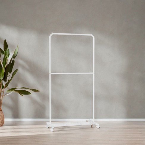 Double-rod Freestanding Clothes Rack With Wheels Garment Rack With ...