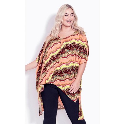 Avenue Women's Plus Size Evie Hi Lo Top - 18, Paisley Wave : Target
