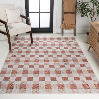 Darcy Traditional Geometric Bold Gingham Salmon/cream 4 Ft. X 6 Ft ...