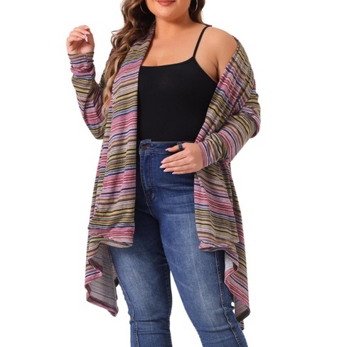 Agnes Orinda Women's Plus Size Lightweight Long Sleeve Open Front Knit ...