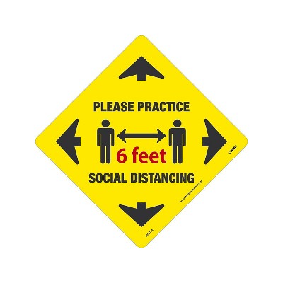 National Marker Temp-Step Floor Decal ""Please Practice Social ...