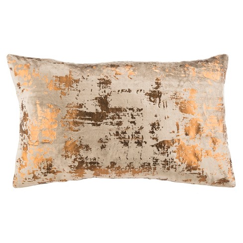 Edmee Metallic Pillow - Potato Brown/copper - 12" X 20" - Safavieh : Target