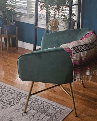 Yaheetech Velvet Upholstered Accent Chair With Backrest Armrest For ...