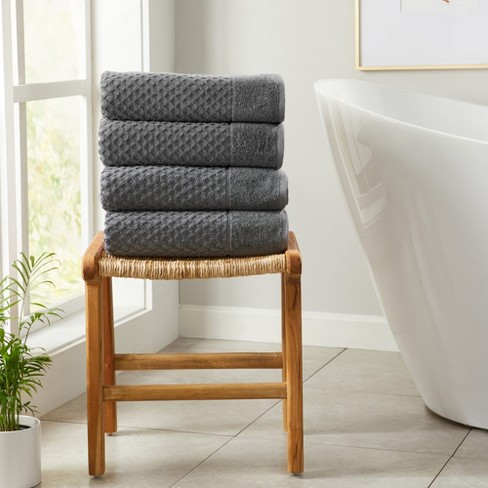 Cotton Quick dry Diamond Textured Bath Towel Great Bay Home 4 Pack Bath Towels Dark Grey Target