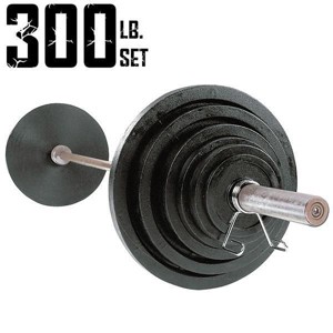 Cast Iron Olympic Weight Set with Chrome Olympic Bar and Collars ...