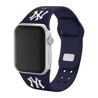 Mlb New York Yankees Apple Watch Compatible Silicone Band - Blue : Target
