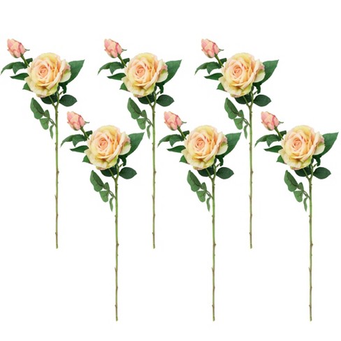 Northlight Real Touch™ Cream And Pink Artificial Rose Stems, Set Of 6 ...