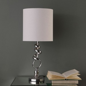 21.5" Abstract Brushed Silver Metal Table Lamp with Drum Shade : Target