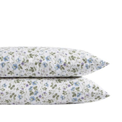 Laura Ashley Emogene 100% Cotton Percale- 2 Piece- Pillowcase, Purple ...